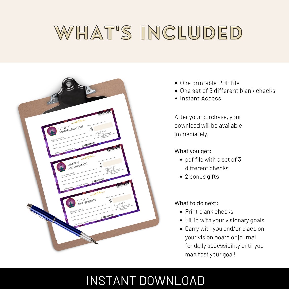 Blank Check Template Printable Manifesting Check - Etsy