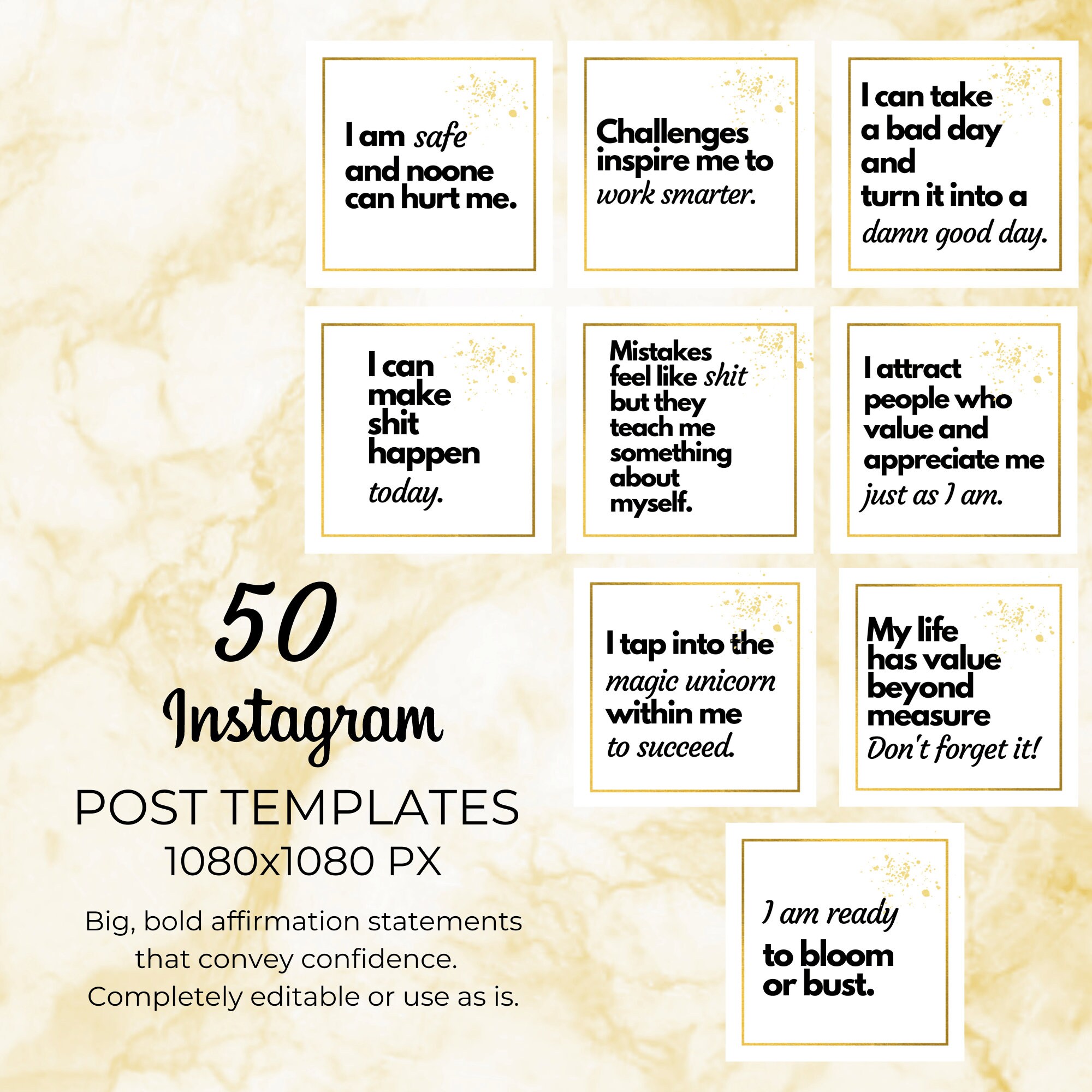 100 Instagram Post and Story Templates | INSTANT DOWNLOAD | Editable in ...