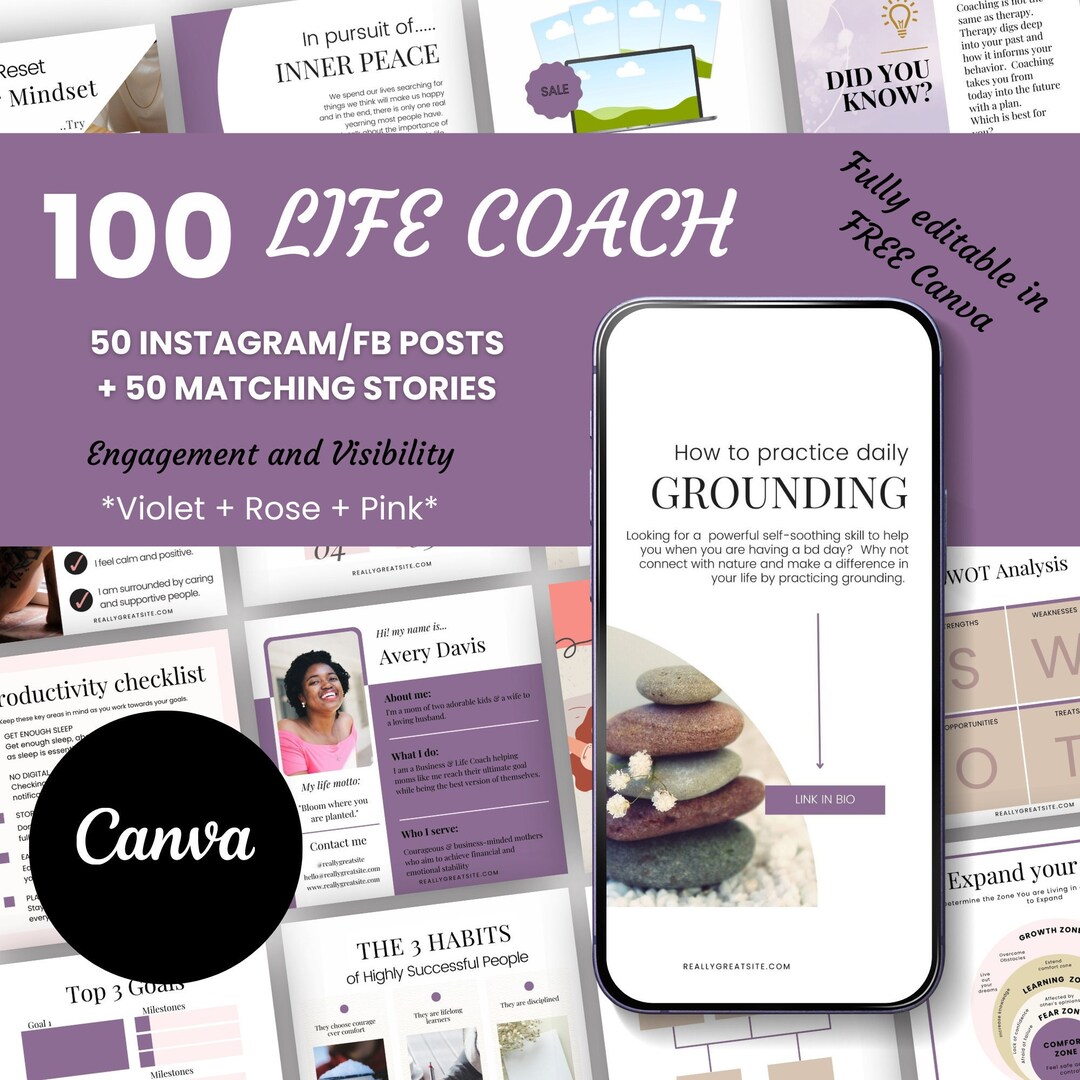Life Coach Templates editable Canva Template Insta Stories Engagement ...