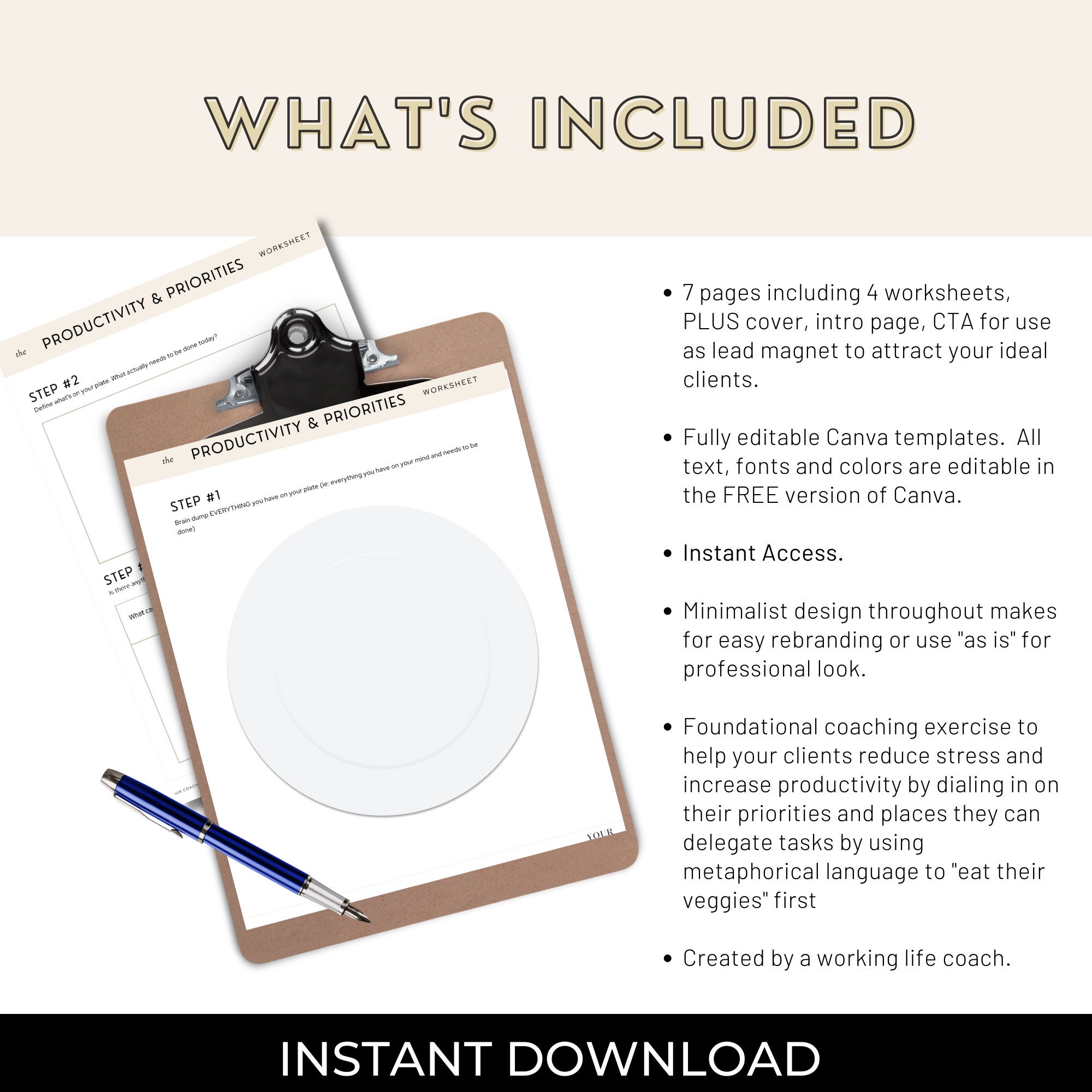 Life Coaching Worksheets |canva Template Life Coach | Coach Lead Magnet ...