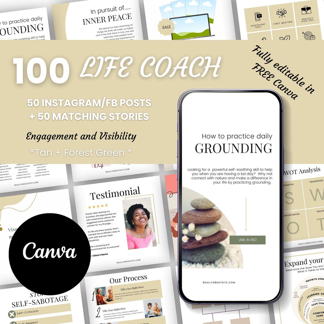 Life Coach Templates editable Canva Template Insta Stories Engagement ...