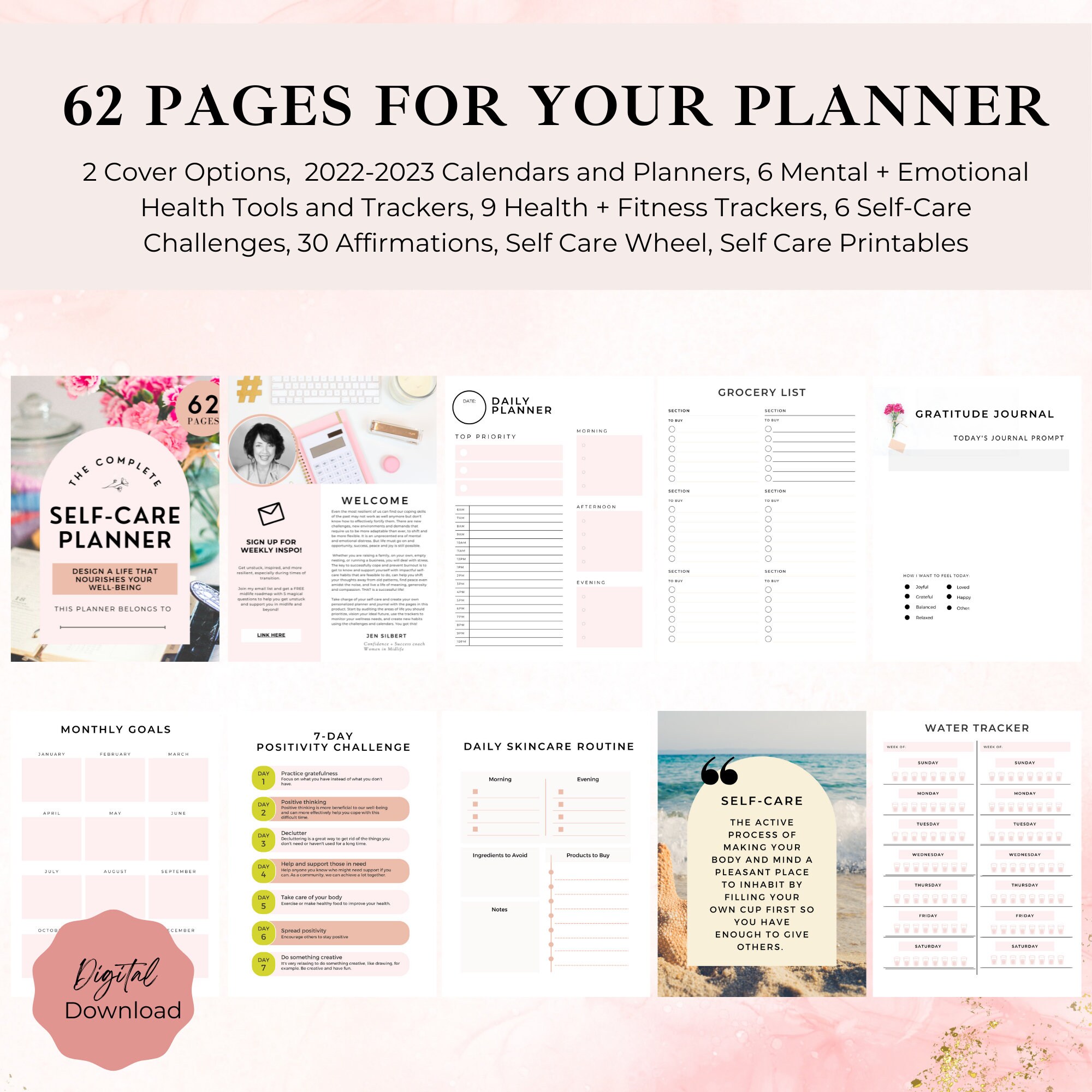 Self Care Planner Printable INSTANT DOWNLOAD Wellness Planner Self Care ...