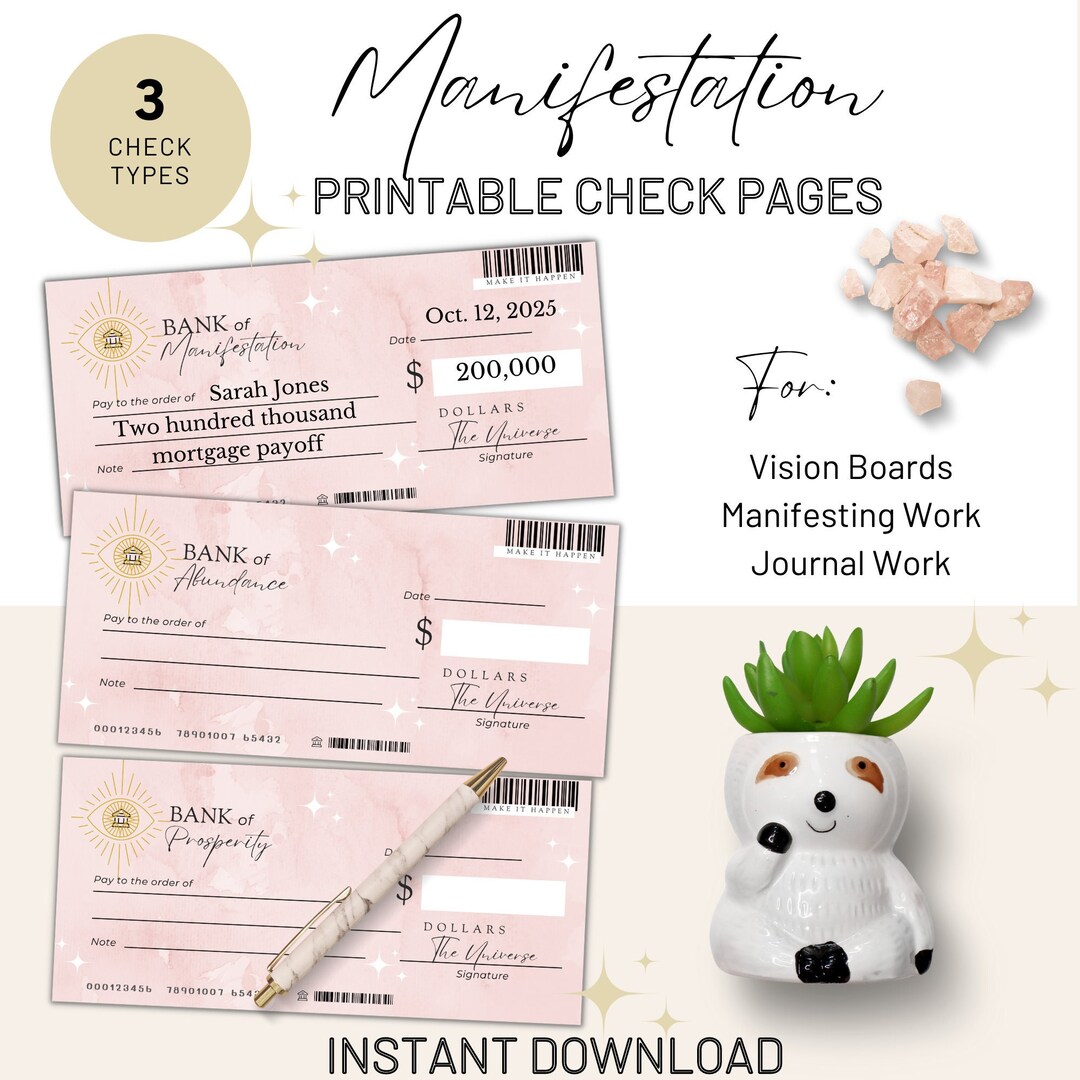 Blank Check Template | Printable Manifestion Check | Abundance Check ...