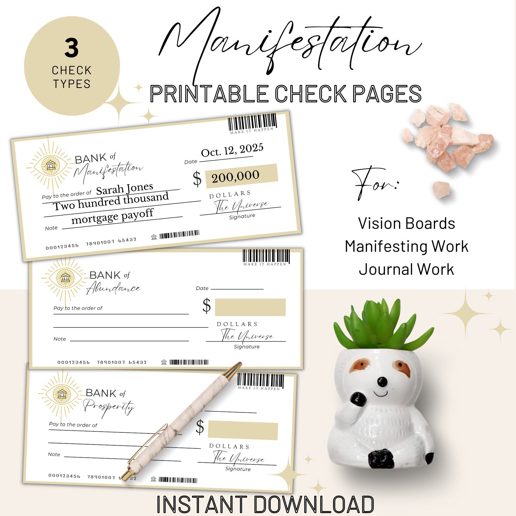 Blank Check Template | Printable Manifesting Check | Manifestation ...