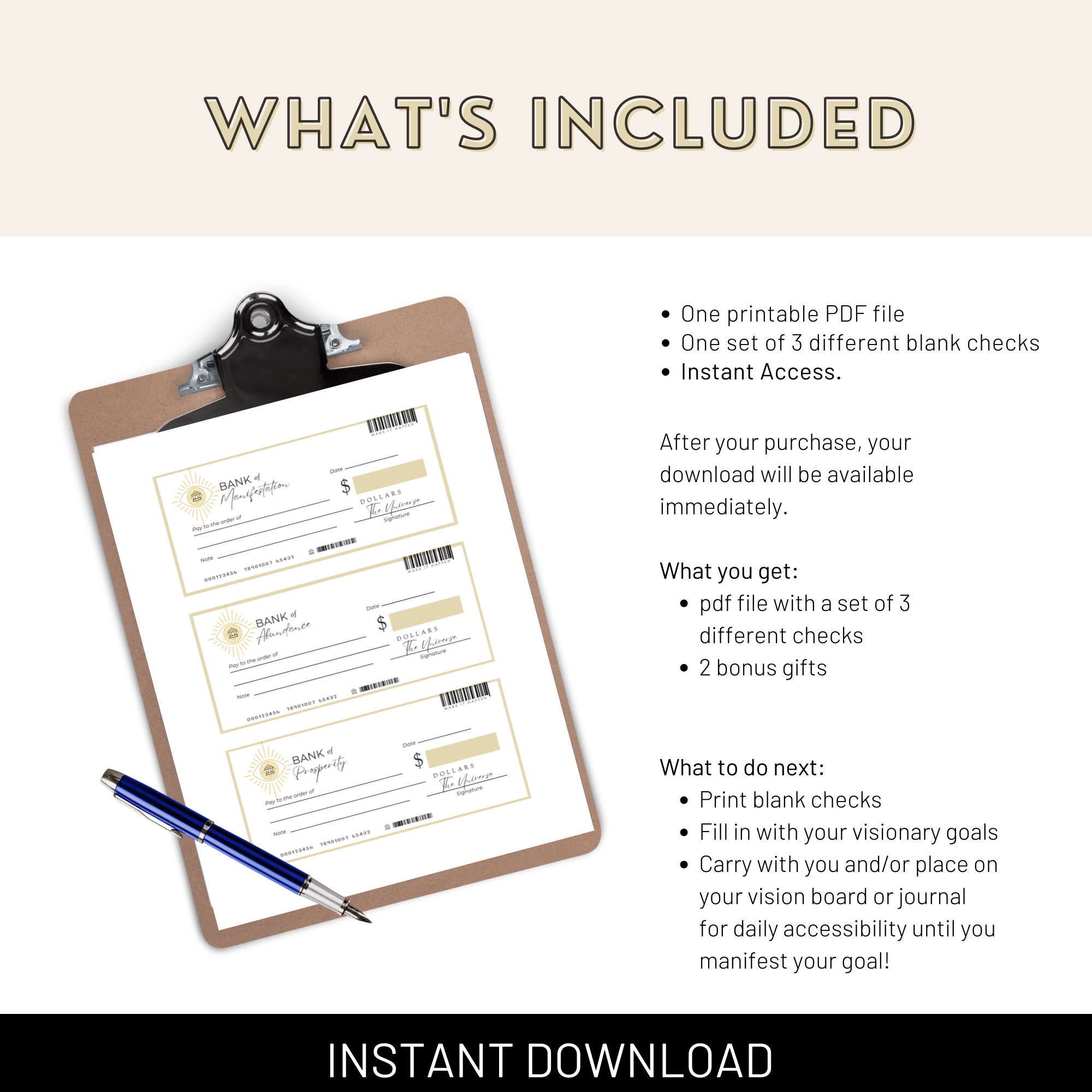 Blank Check Template | Printable Manifesting Check | Manifestation ...