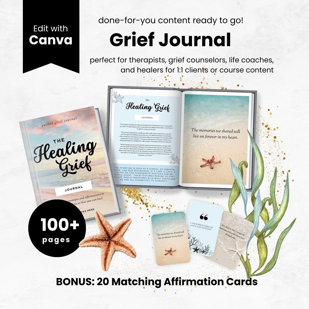 Grief Therapy Journal Bundle | Canva Digital Template | Mental Health ...