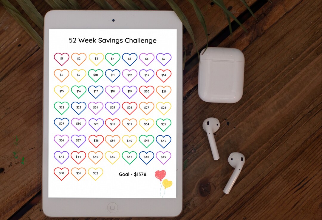 52 Week Savings Challenge Printable, 52 Week Money Saving, 52 Week ...