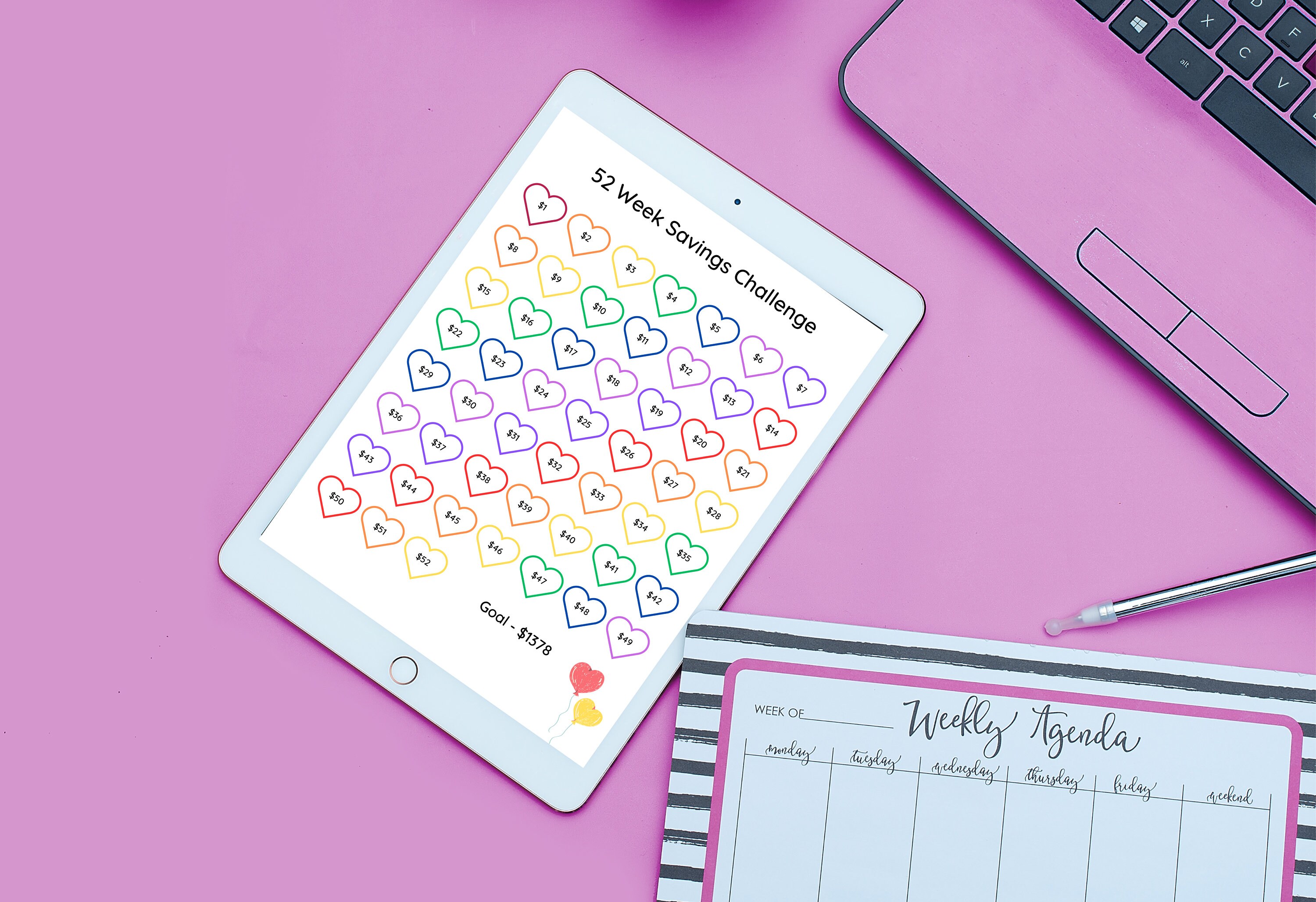 52 Week Savings Challenge Printable, 52 Week Money Saving, 52 Week ...