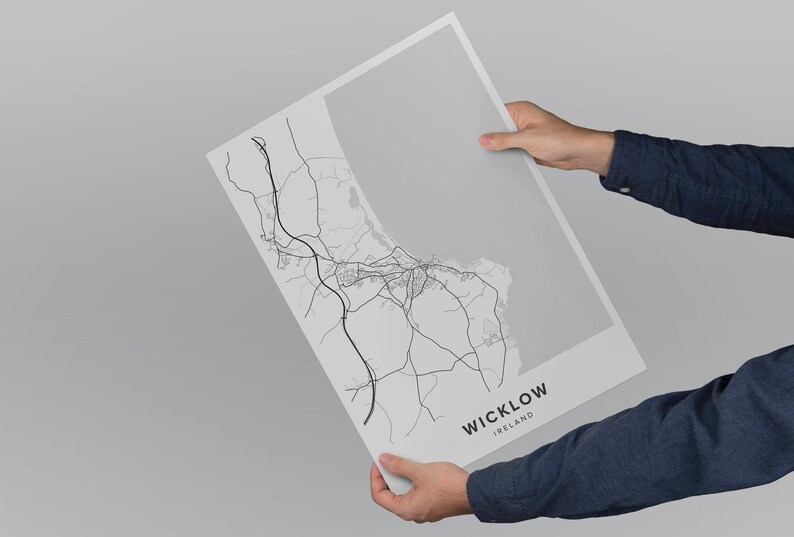 Wicklow Wicklow Road Map Wicklow Map Print Wicklow Poster Wicklow Print ...