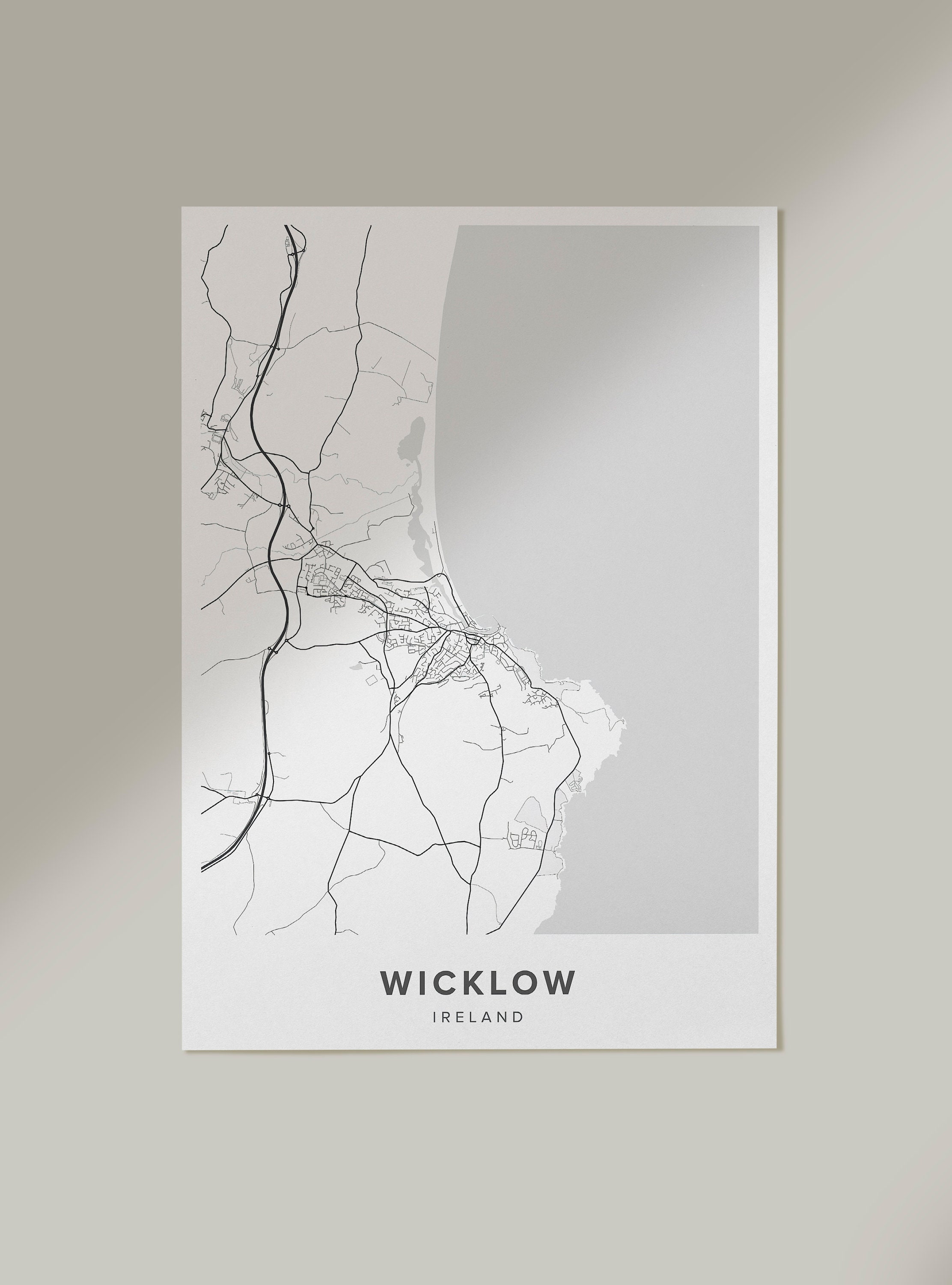 Wicklow Wicklow Road Map Wicklow Map Print Wicklow Poster Wicklow Print ...
