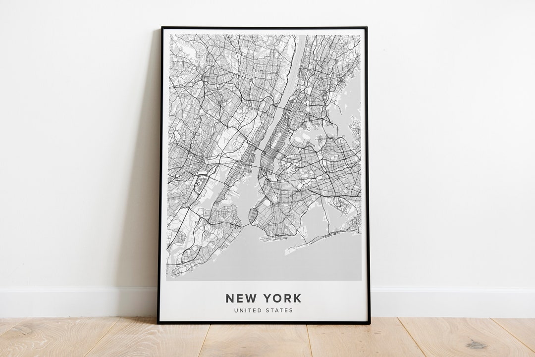 New York New York Road Map New York Map Print New York Poster New York ...