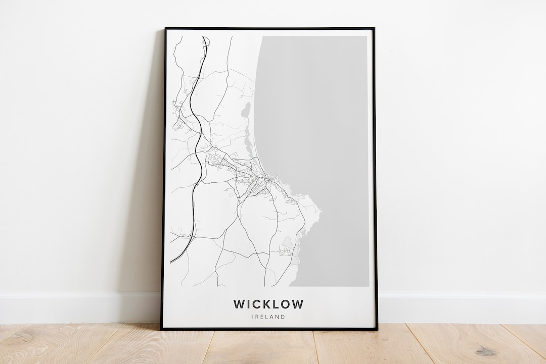 Wicklow Wicklow Road Map Wicklow Map Print Wicklow Poster Wicklow Print ...