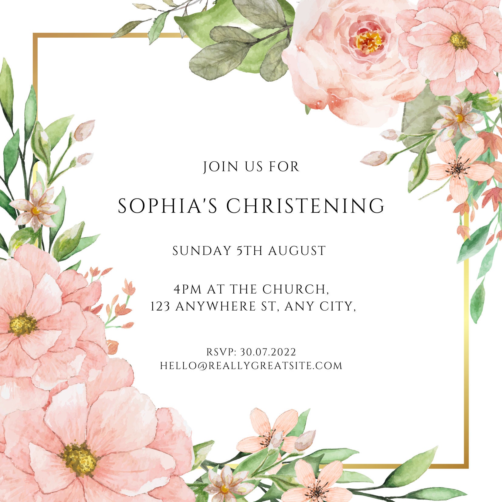 Pink Floral Invitation - Etsy