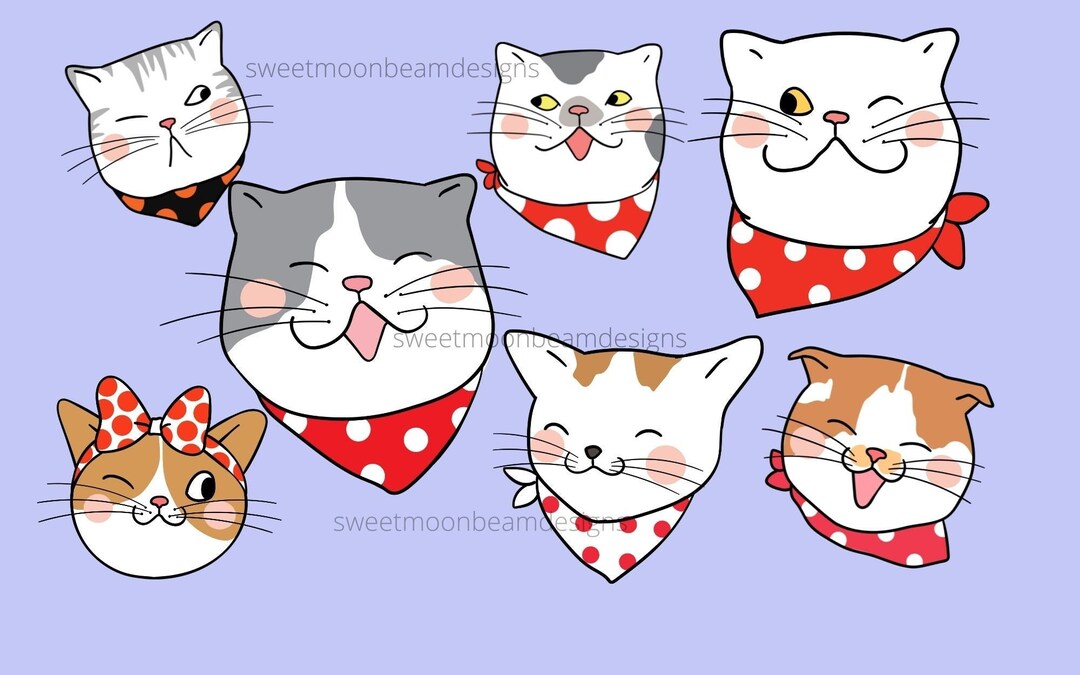 Cute Funny Cats Clipart SVG PNG Cricut Personal Commercial Use - Etsy