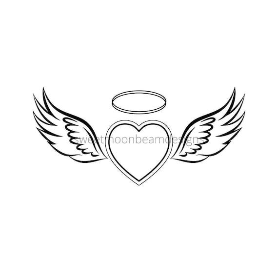 Heart With Wings Black And White