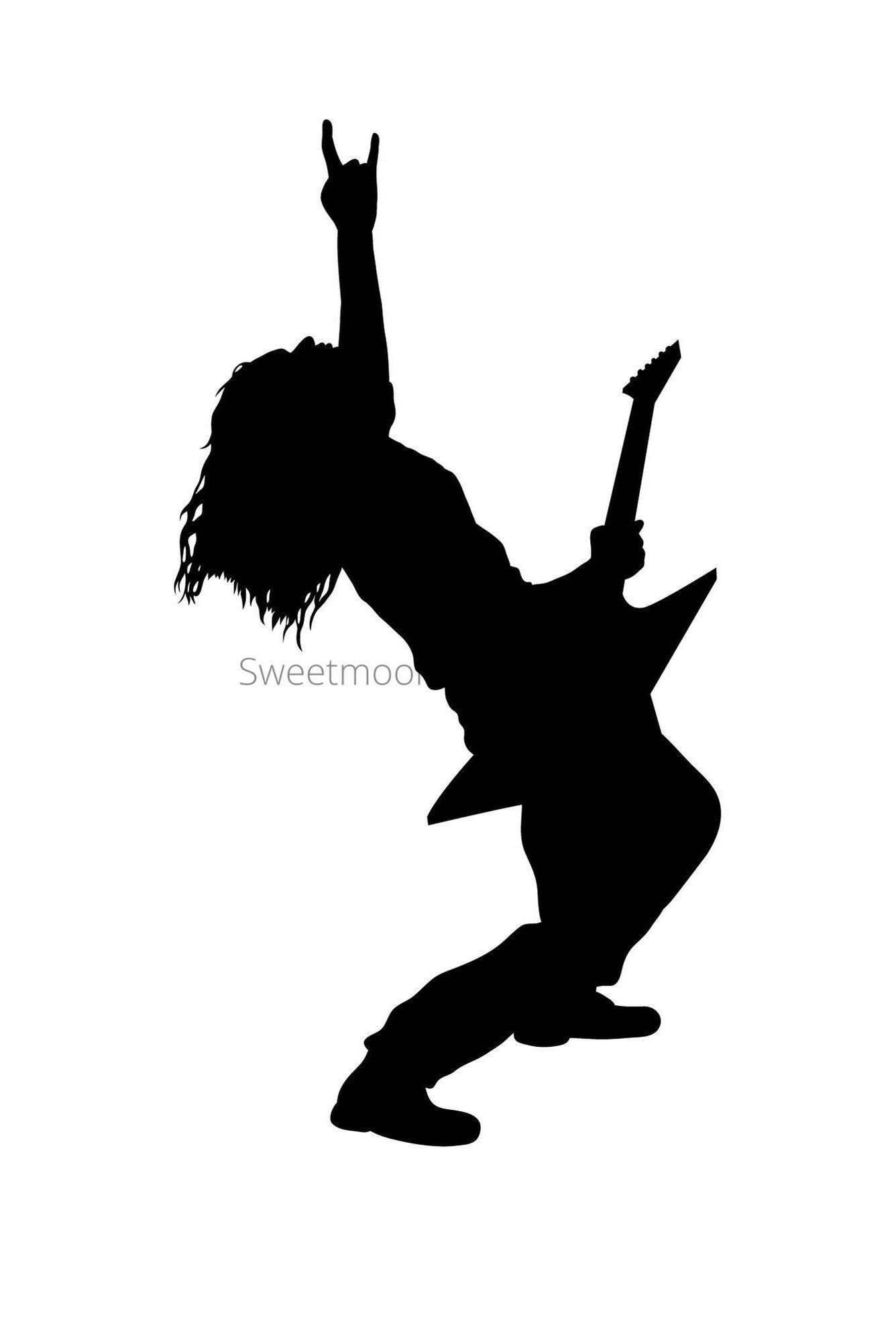 Rock Guitarist Silhouette Clipart SVG PNG JPG Image Cricut Vector Music ...