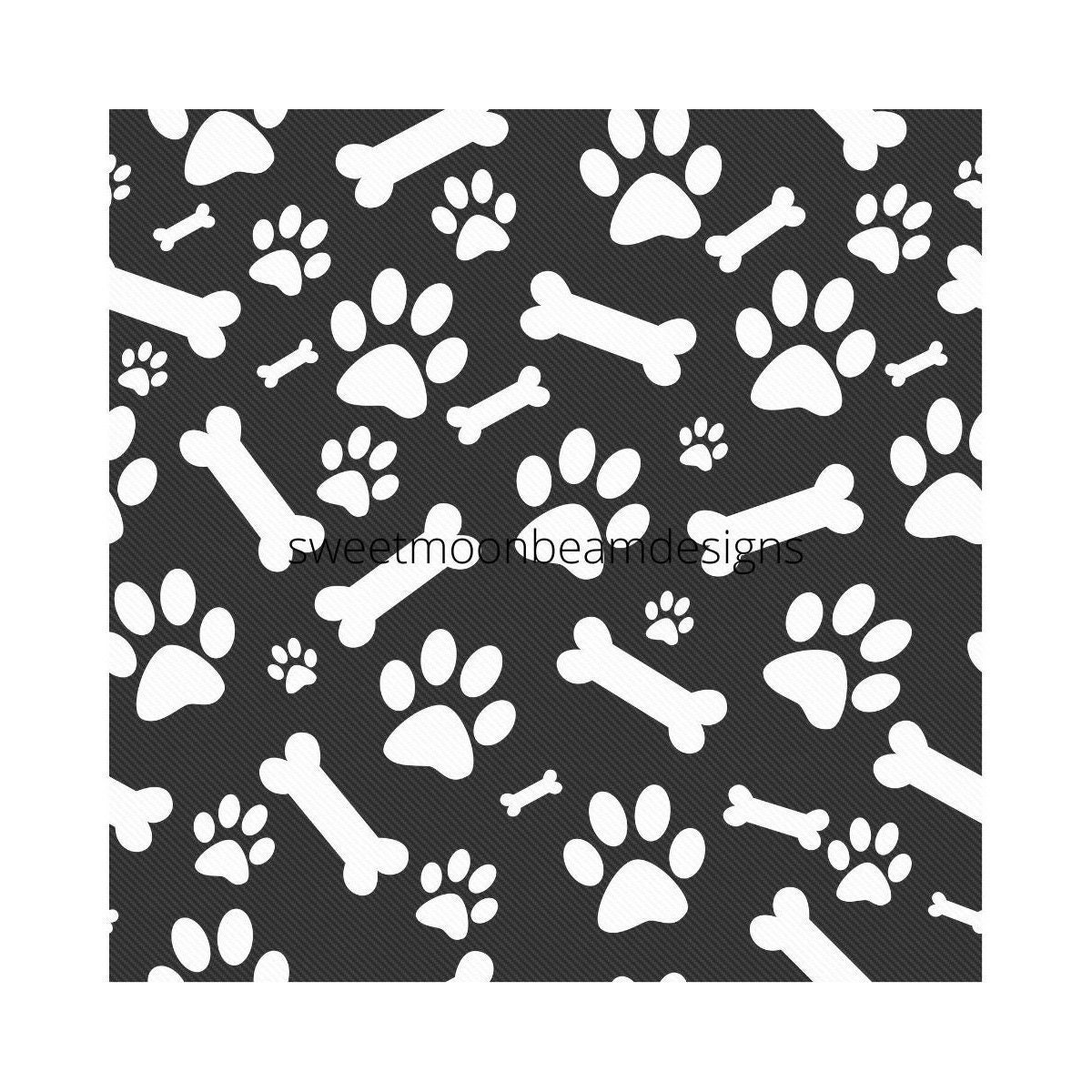 Dog Paw Prints and Bones Pattern Cricut Vector Animal PNG Digital ...