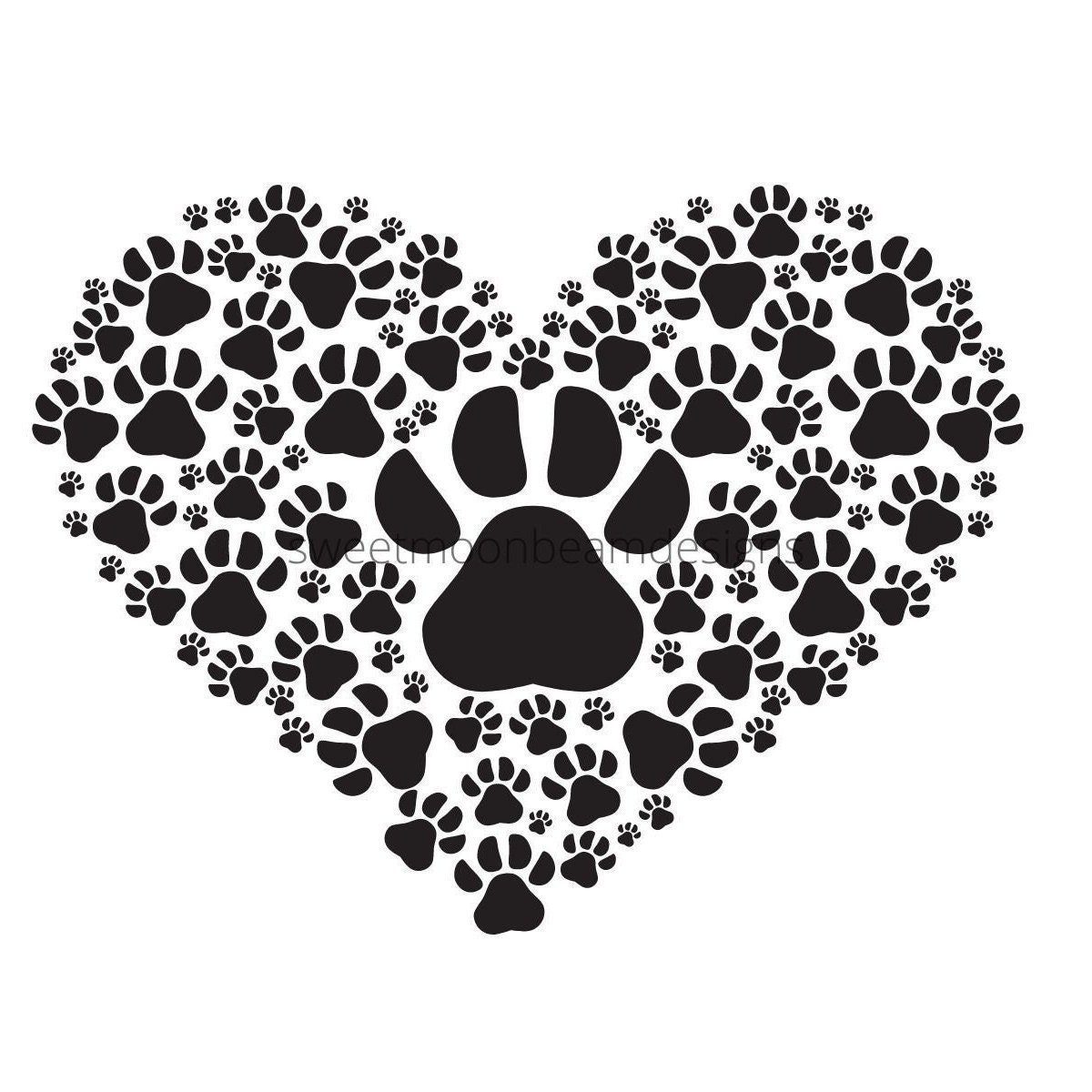 Heart Shaped Dog Paw Prints Clipart PNG Cricut Animal Digital Template ...