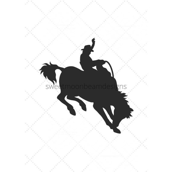 Rodeo Cowboy Horse Clipart Vector SVG PNG JPG Horseback - Etsy