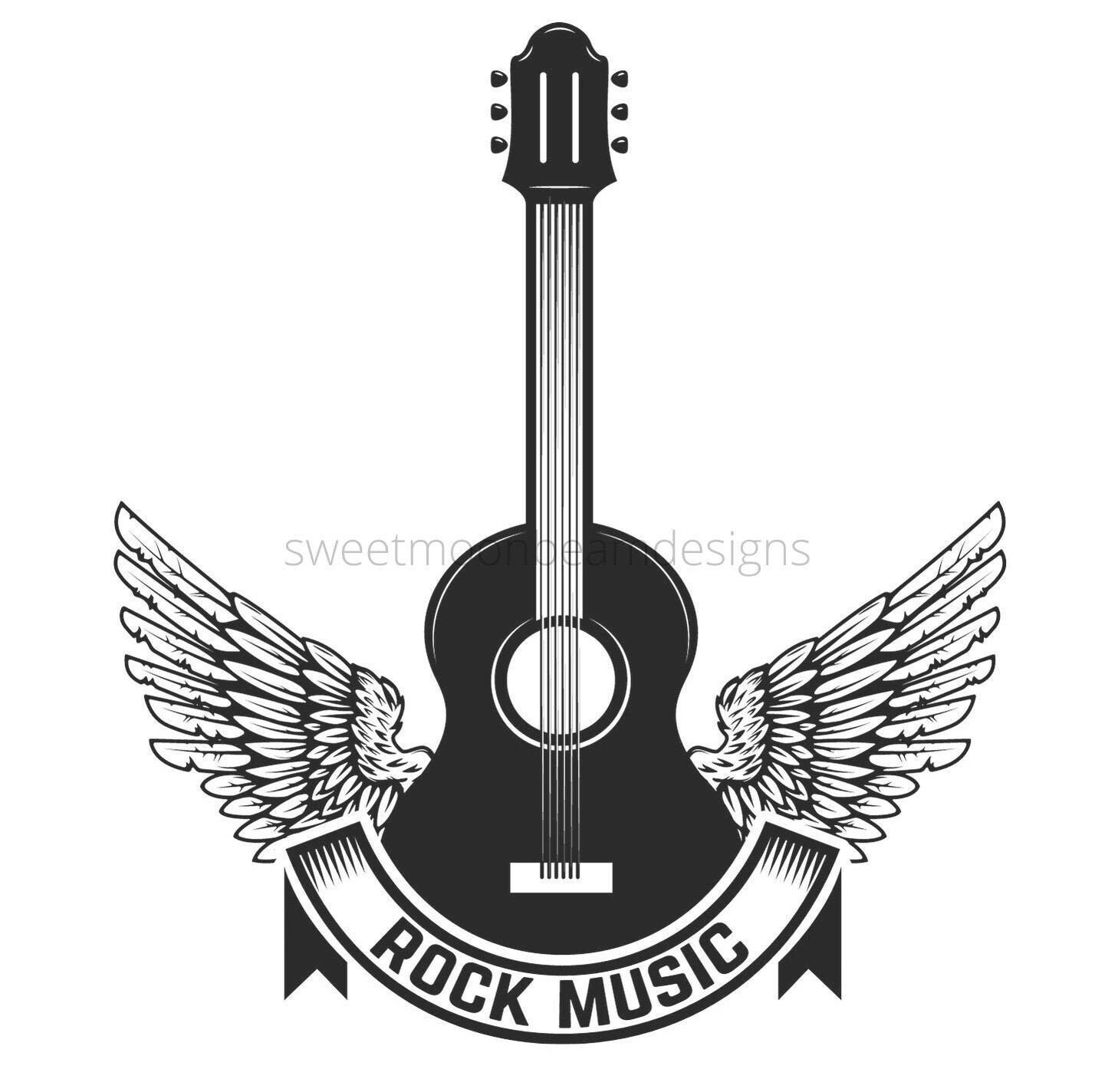 Guitar With Wings Rock Music Cricut Guitar Music Acoustic SVG PNG JPG ...