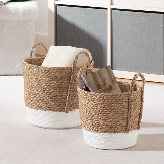 Seagrass & Paper Rope Baskets Set of 2 Storage - Etsy