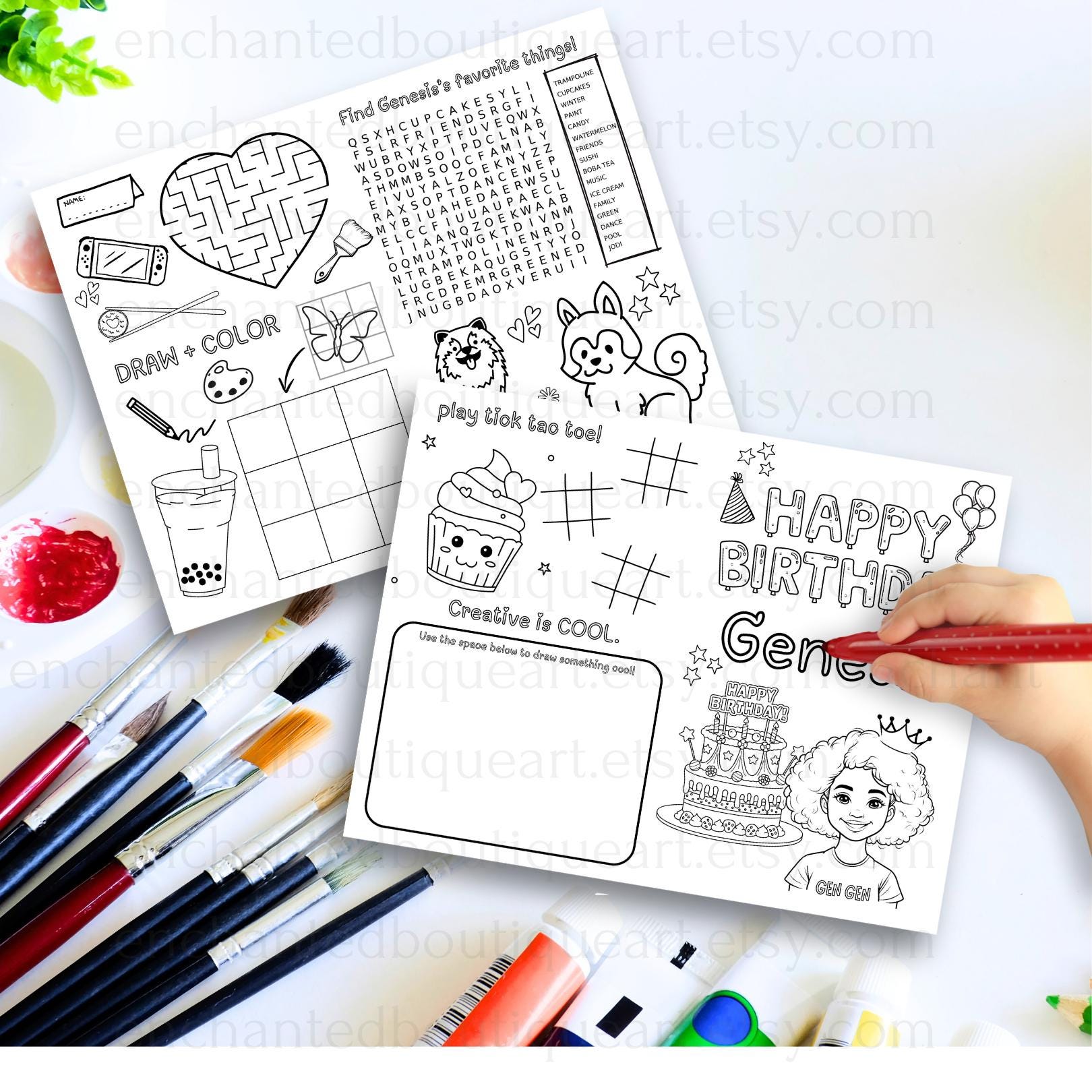 Custom Birthday Coloring Book Page | Personalized Kids' Party Favor ...