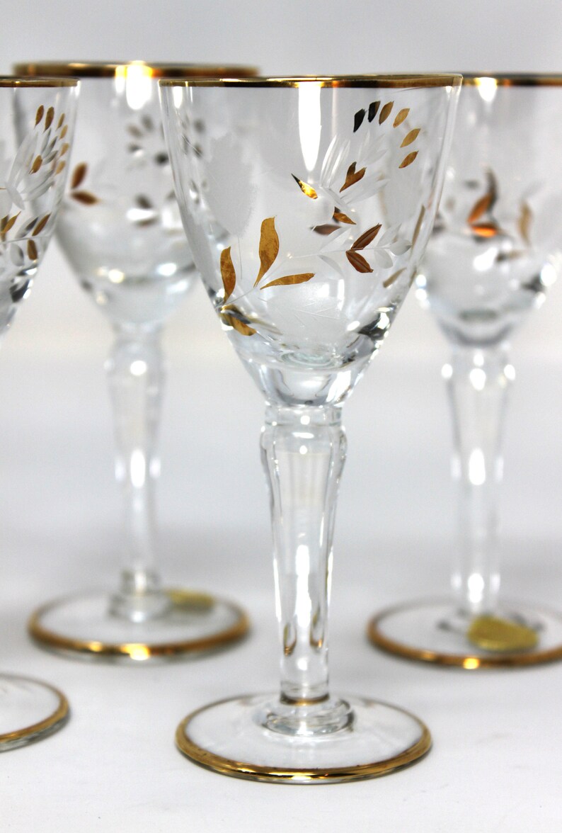 Vintage Romanian roumanian Clear Glass Decantur Set With 4 Goblets ...