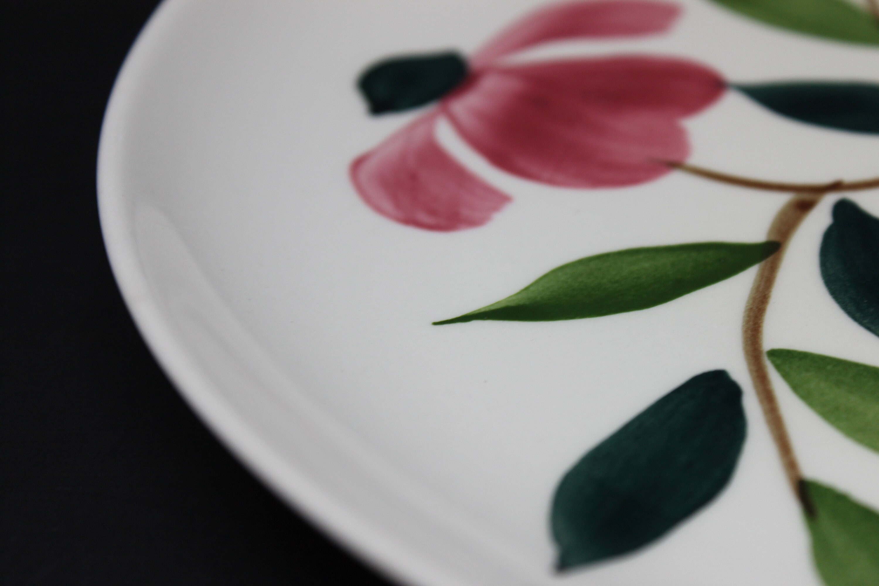 Vintage Rio Stetson China Hand-painted Plate; White With 3 Pink Flowers ...
