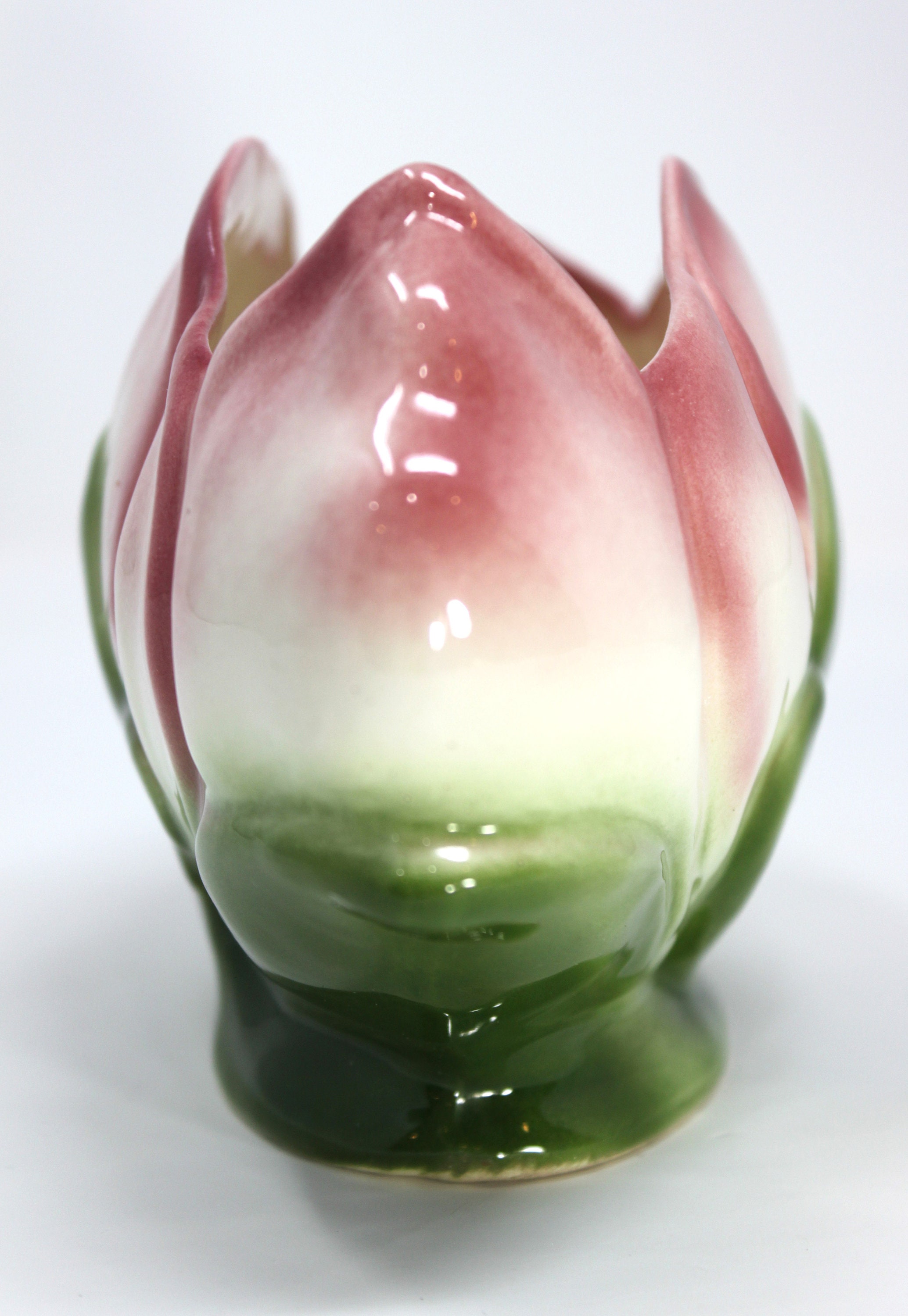 Vintage Oblong Soft Pink Ceramic Rosebud Planter Green Leaves - Etsy