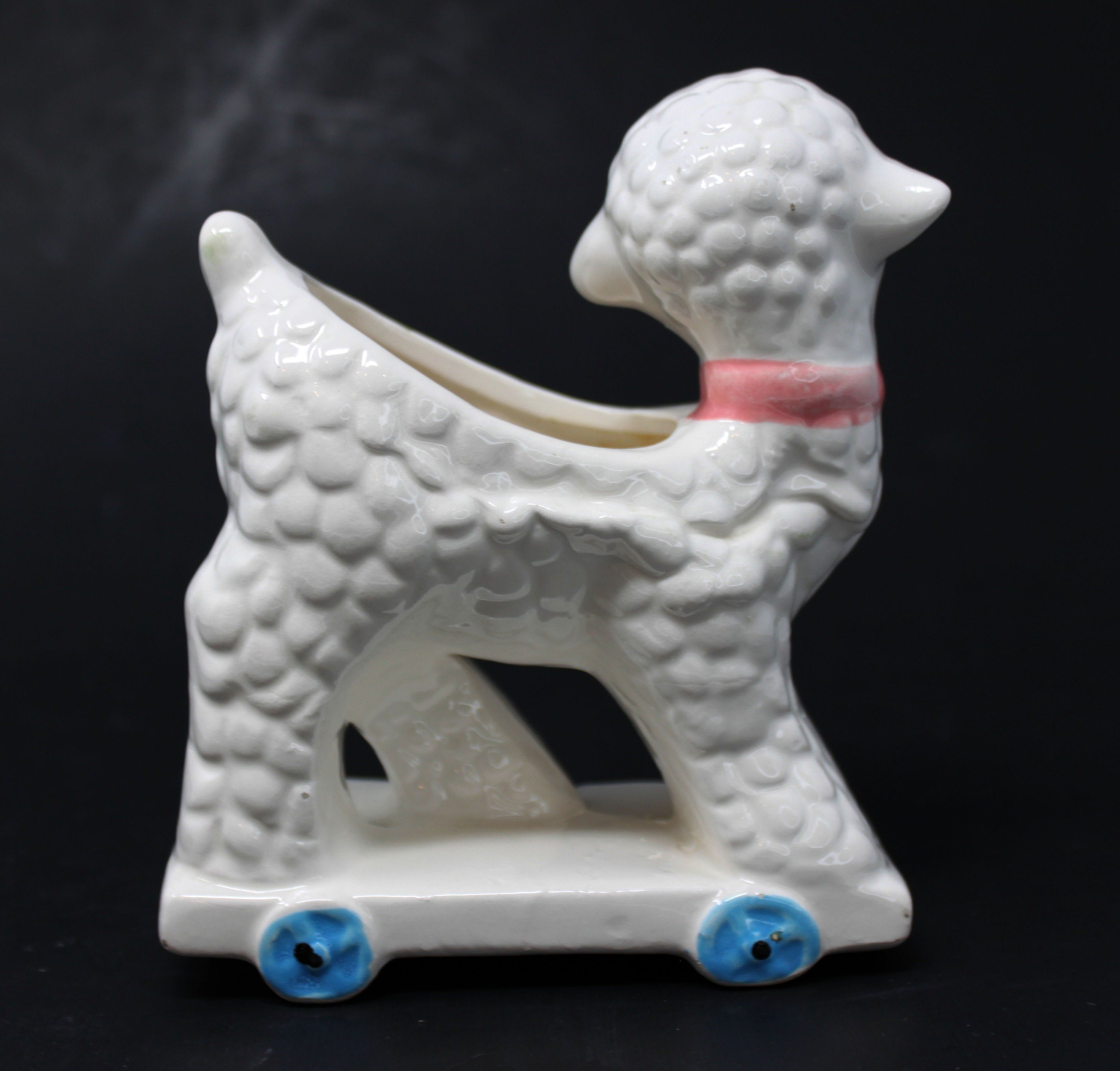 Vintage Ceramic Lamb Sheep on Wheels Planter - Etsy