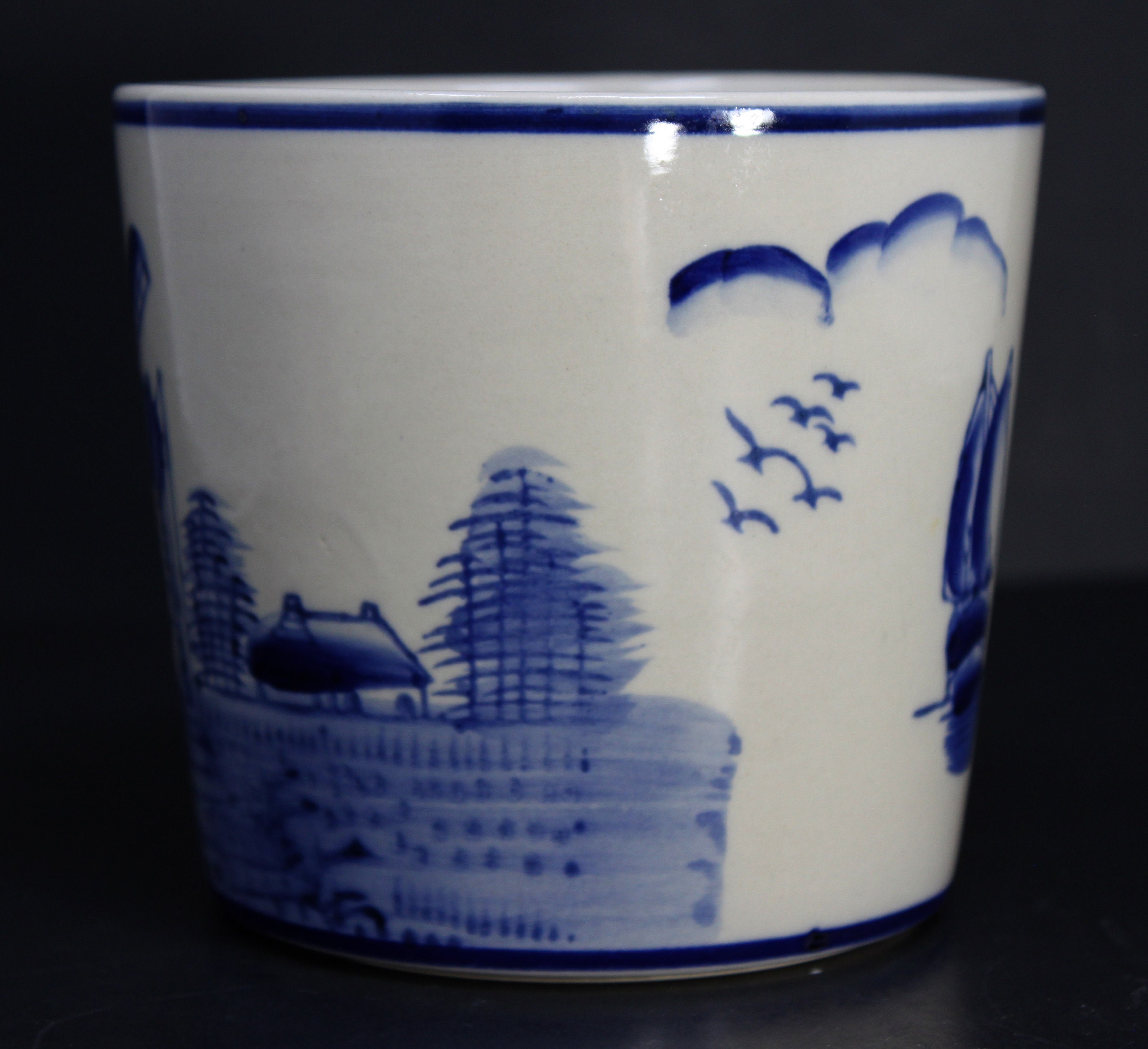 Vintage Blue and White Ceramic Delft Style Flower Planter Kitchen ...
