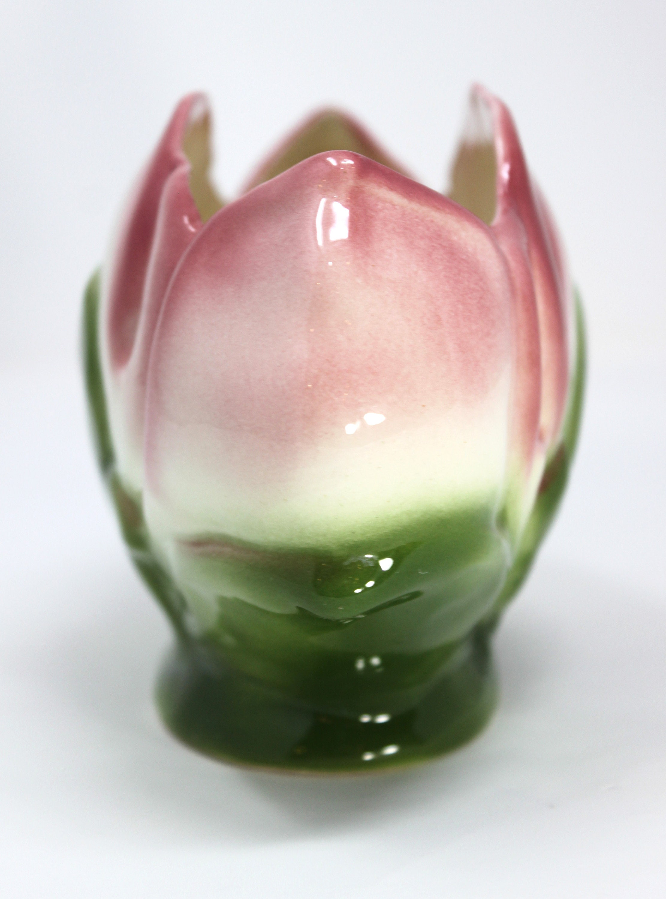 Vintage Oblong Soft Pink Ceramic Rosebud Planter Green Leaves - Etsy