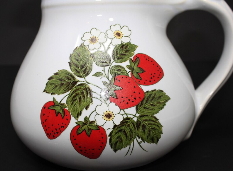 Vintage Mccoy White Ceramic Pitcher With Strawberry Design, Decorative ...