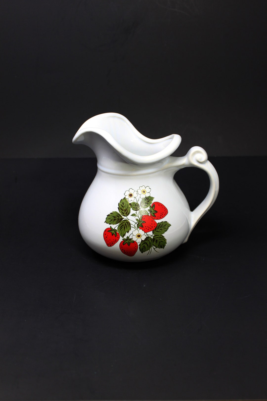 Vintage Mccoy White Ceramic Pitcher With Strawberry Design, Decorative ...