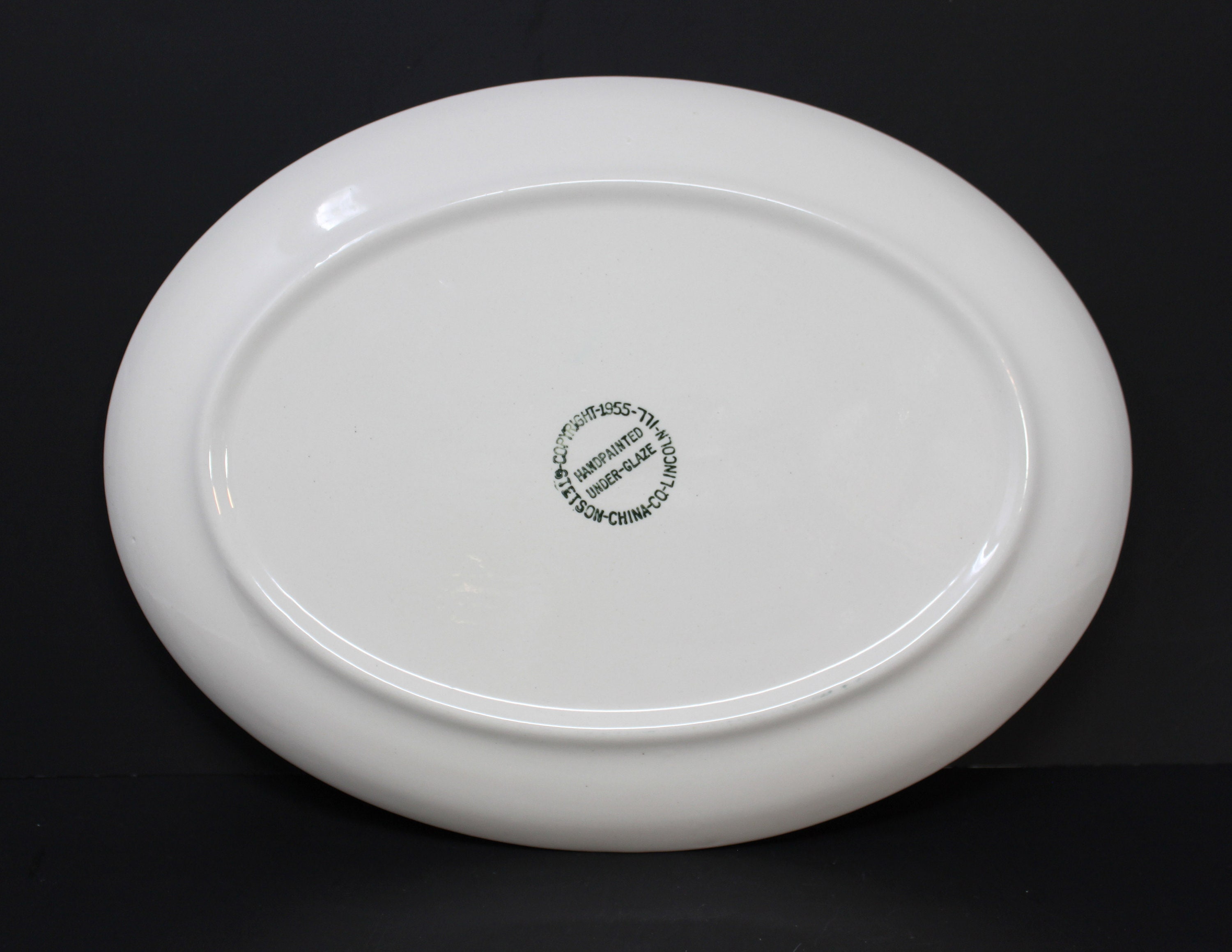 Vintage Oval Stetson China Hand-painted Platter White With Yellow-green ...