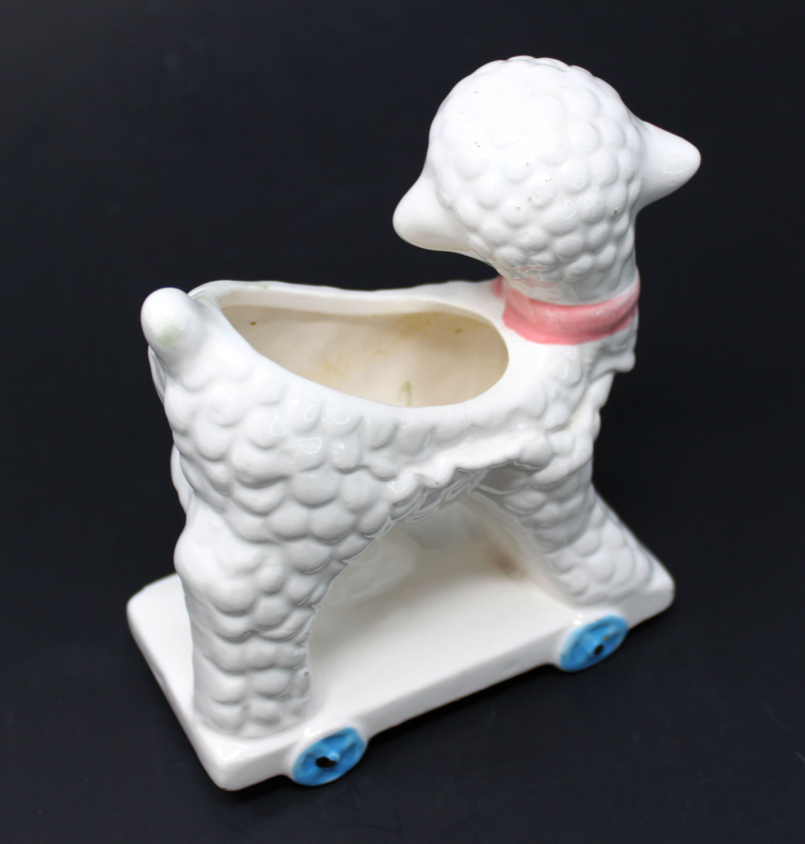 Vintage Ceramic Lamb Sheep on Wheels Planter - Etsy