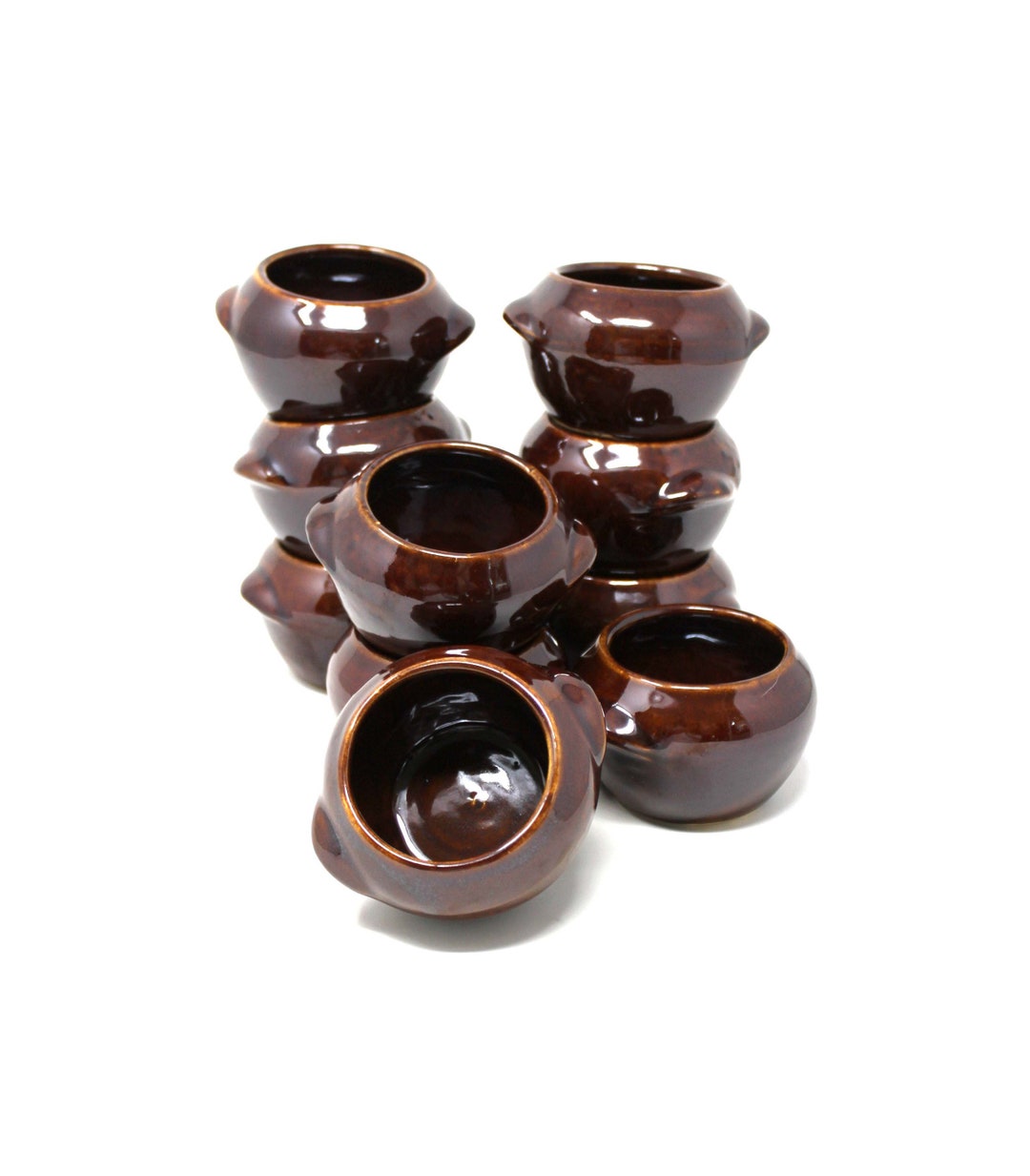 10 Vintage Mccoy Heinz Brown Ceramic Condiment/dipping Sauce Bowls ...