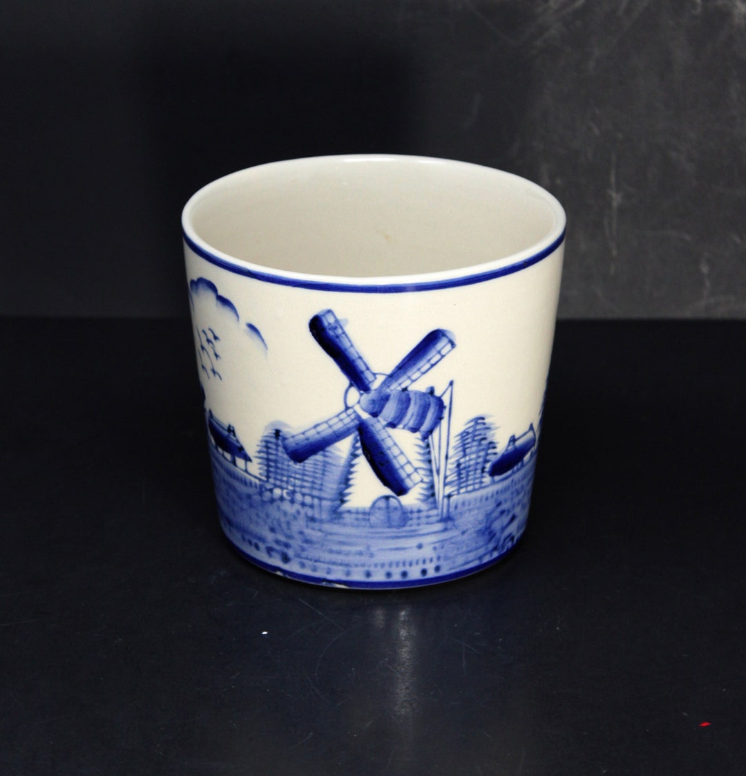 Vintage Blue and White Ceramic Delft Style Flower Planter Kitchen ...