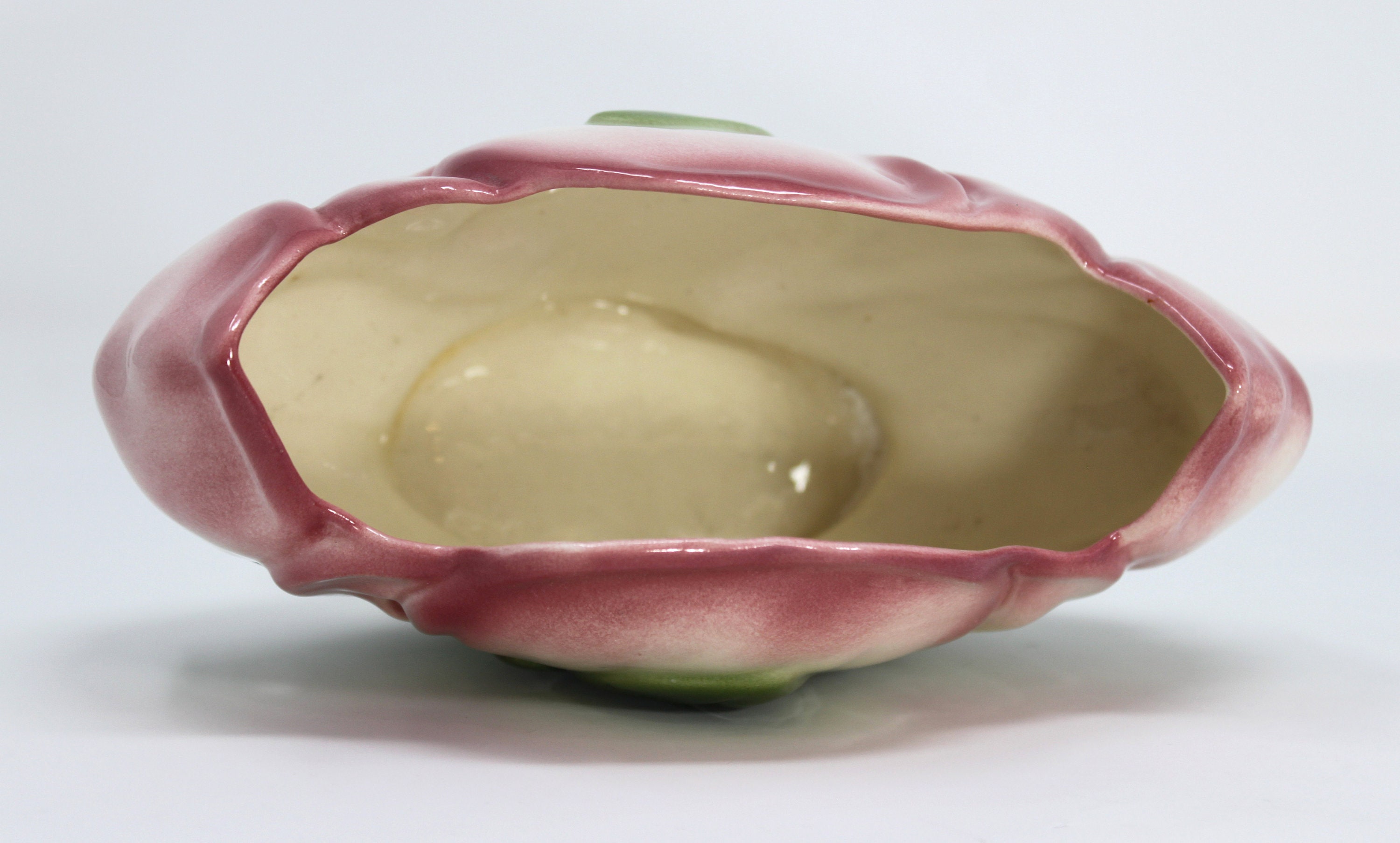 Vintage Oblong Soft Pink Ceramic Rosebud Planter Green Leaves - Etsy