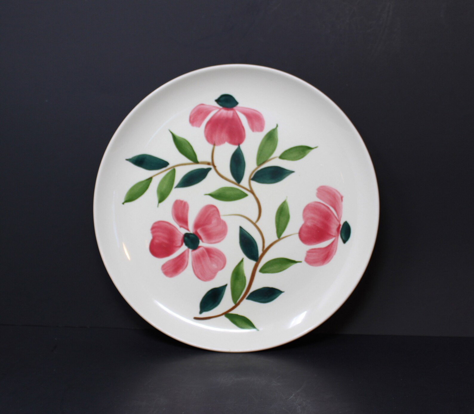 Vintage Rio Stetson China Hand-painted Plate; White With 3 Pink Flowers ...