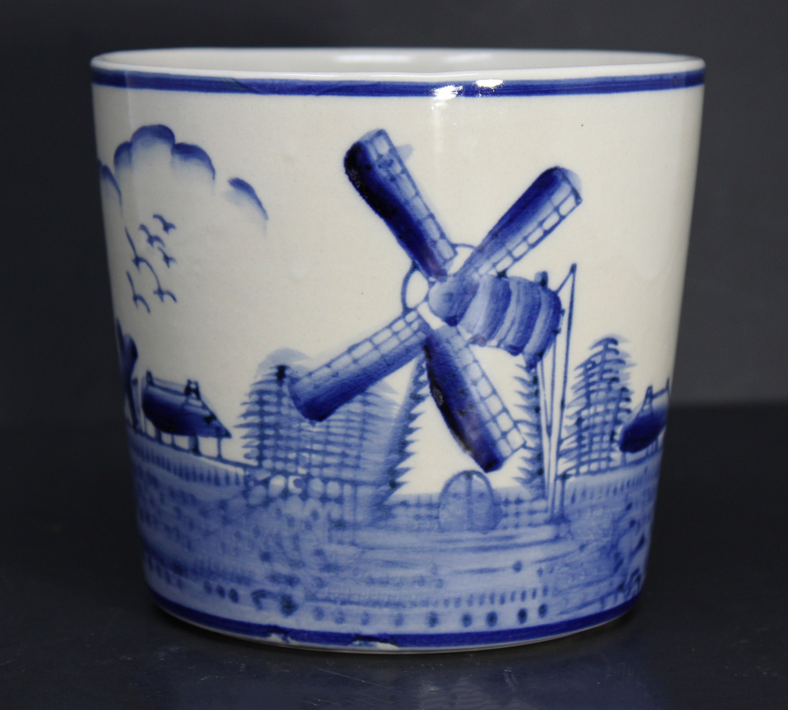 Vintage Blue and White Ceramic Delft Style Flower Planter Kitchen ...