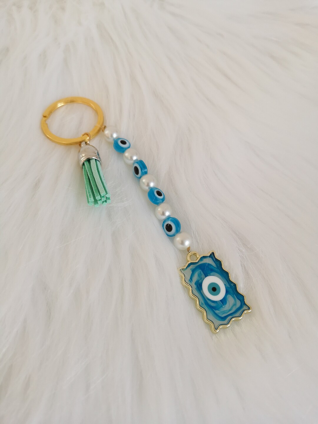 Evil Eye Keyring Handmade Keyring Protection Keychain - Etsy