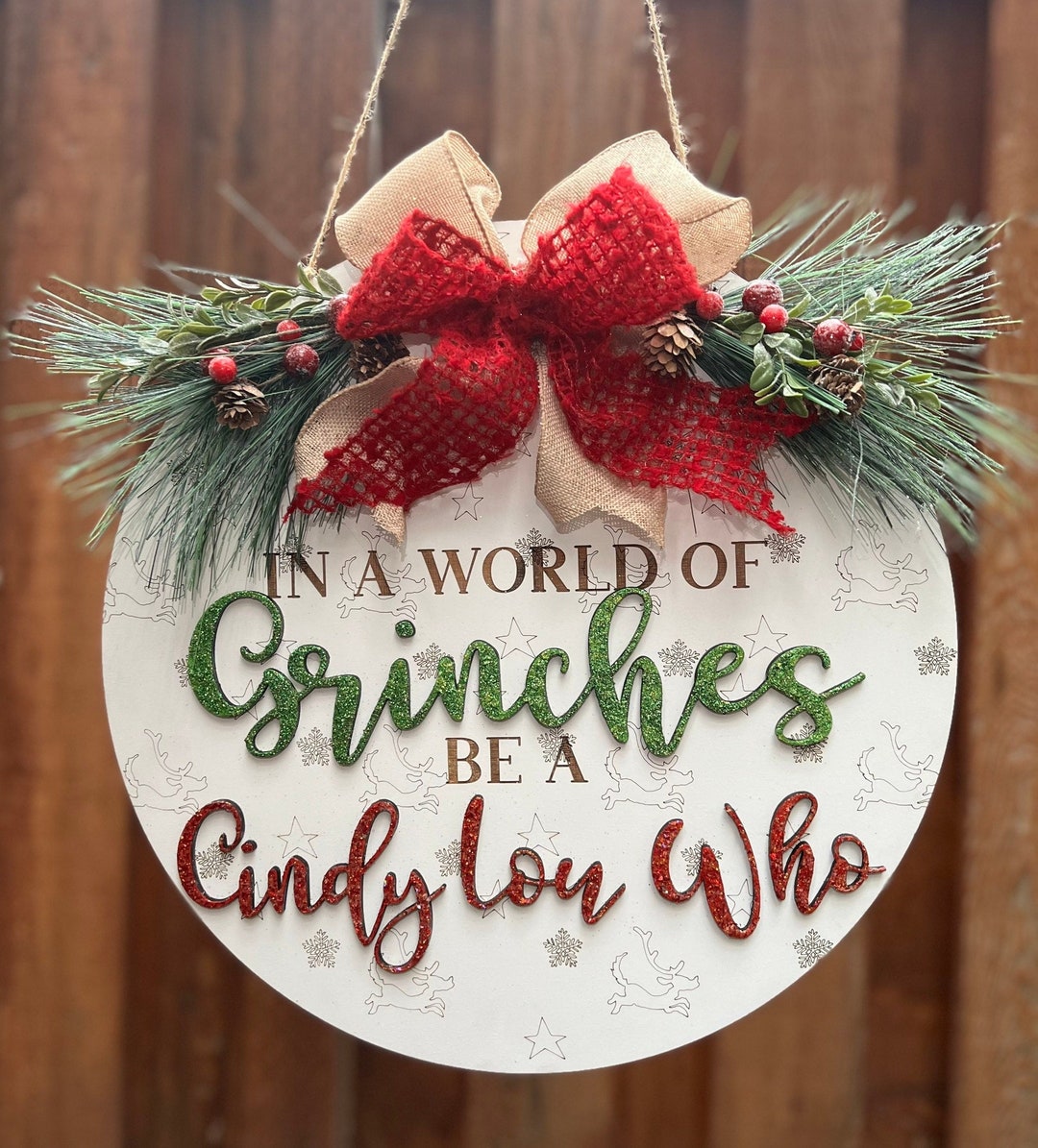 Grinch Front Door Hanger, Christmas Front Door Hanger, Christmas Front ...