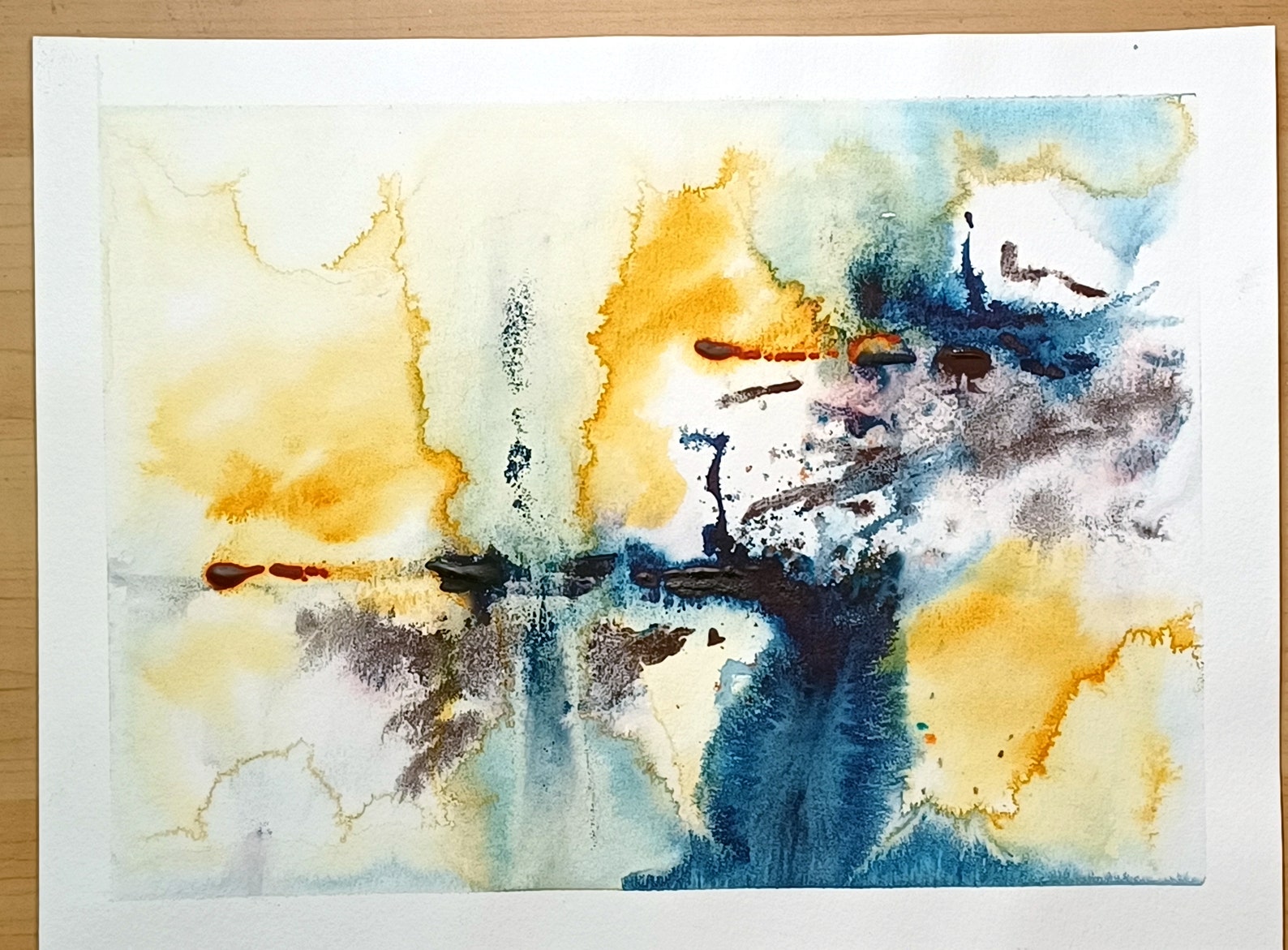 Abstract Watercolor - Original, Painting, Reflections, Landscape, Sky ...