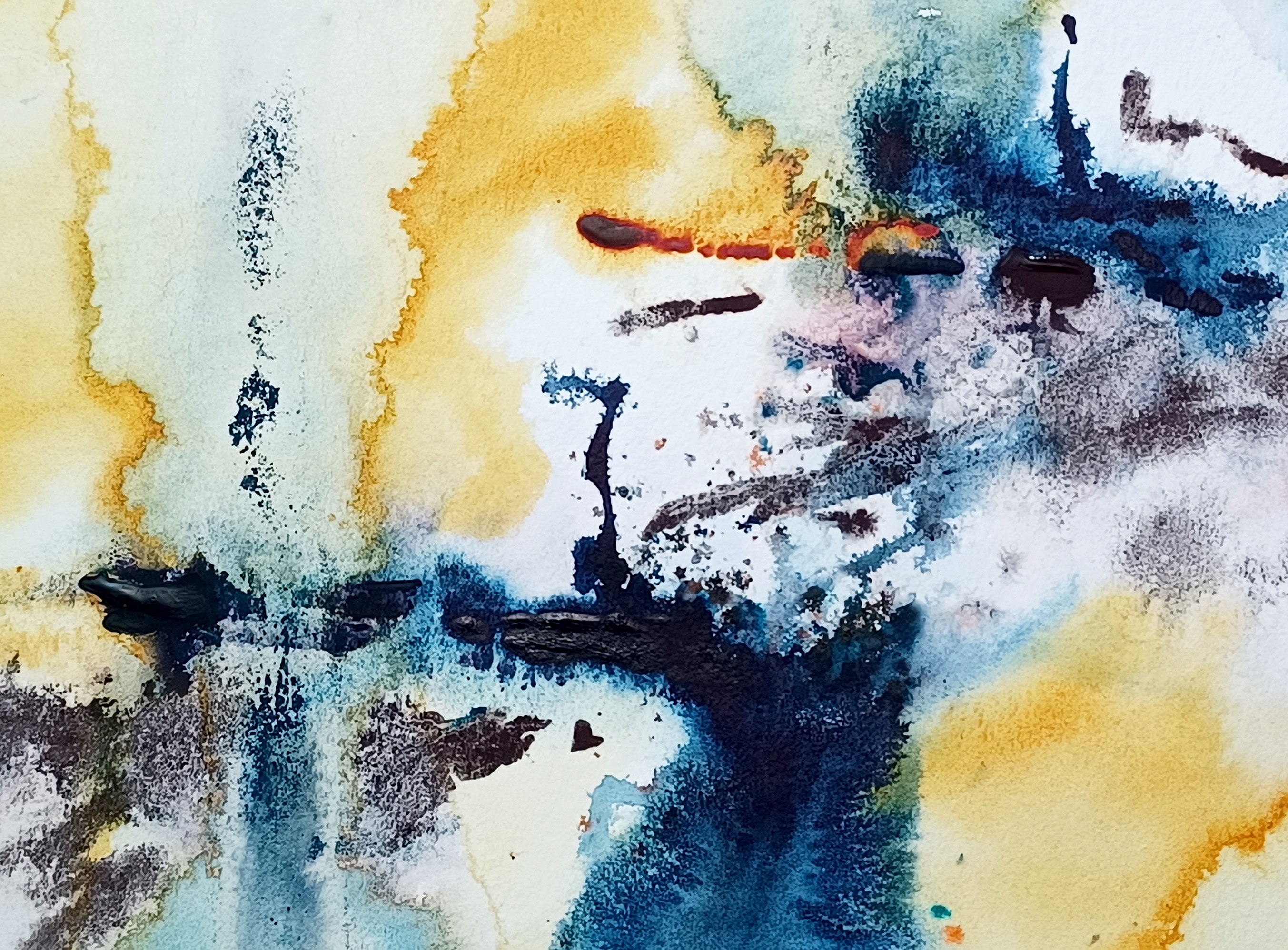 Abstract Watercolor Original, Painting, Reflections, Landscape, Sky ...