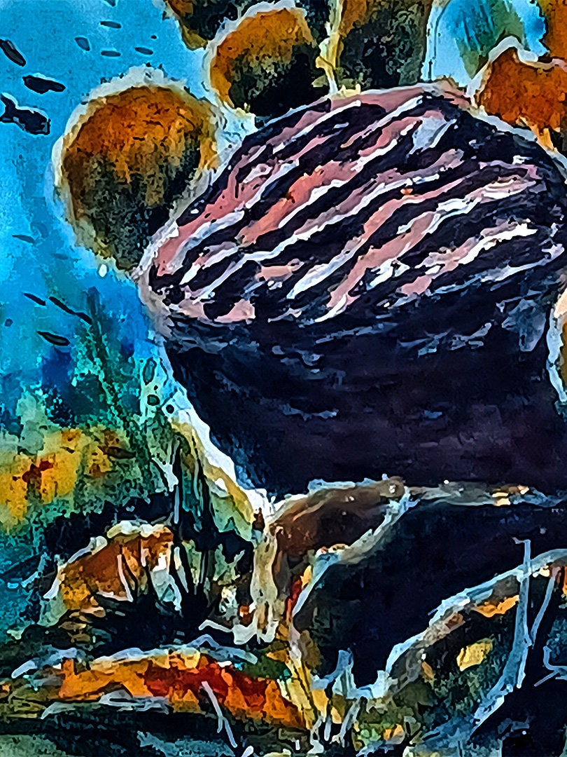 Coral Reef - Original Watercolor Painting, Key Largo, Dry Rocks, Scuba ...