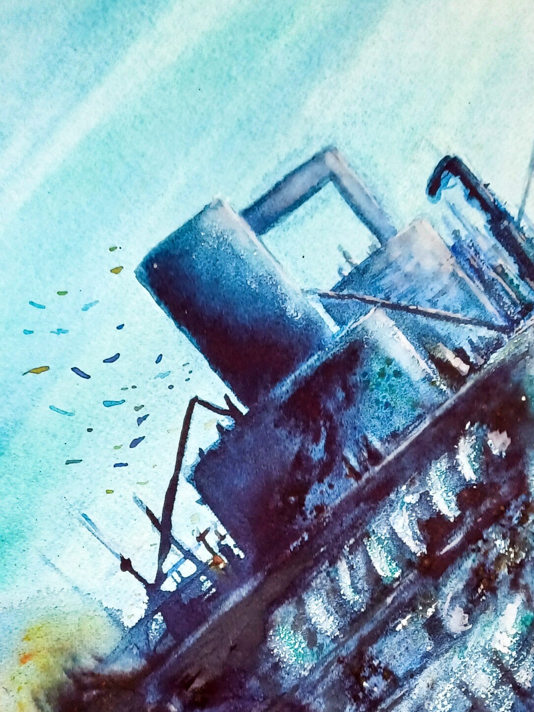 Shipwreck - Original Watercolor Painting, Scuba, Ocean Art, Beach Décor ...