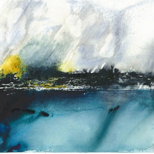Abstract Rain Storm - Original Watercolor Painting, Impressionism ...