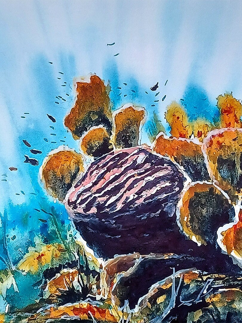 Coral Reef - Original Watercolor Painting, Key Largo, Dry Rocks, Scuba ...