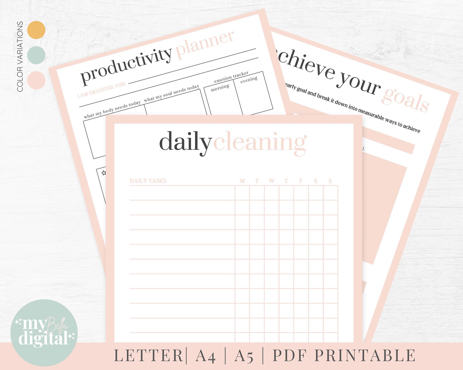 Productivity Planner Printable, Daily Productive, Daily Tasks Tracker ...